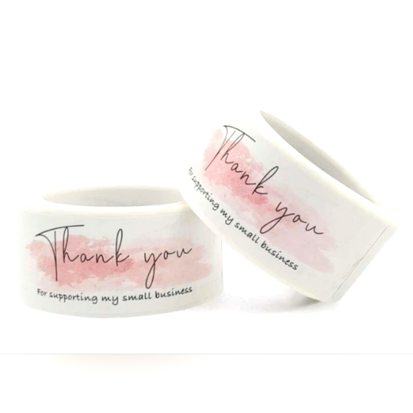 Blessed4351 | Other | 50 Thank You Stickers In Pink Cursive | Poshmark